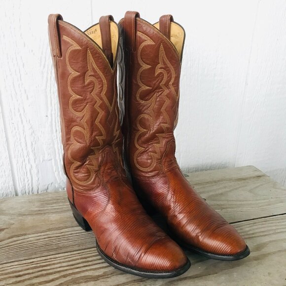 Tony Lama | Shoes | Tony Lama Vintage Gold Label Cognac Lizard Mens ...